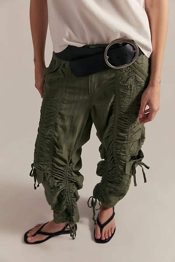 Free People We The Free Scorpio Shirred Cargo Pants - Lichen