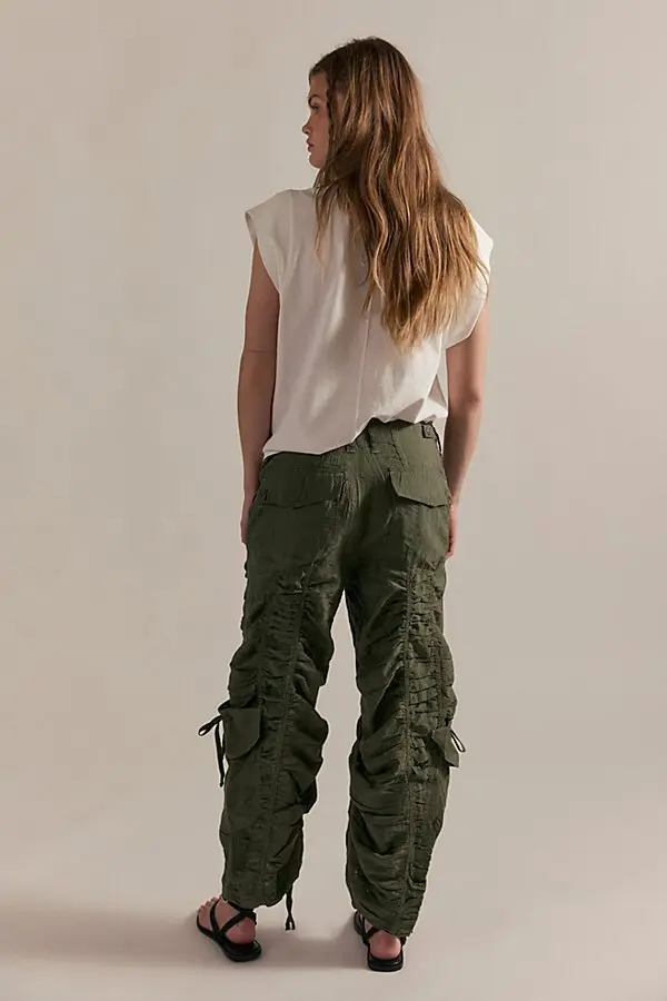 Free People We The Free Scorpio Shirred Cargo Pants - Lichen