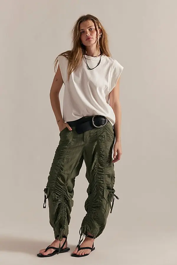 Free People We The Free Scorpio Shirred Cargo Pants - Lichen