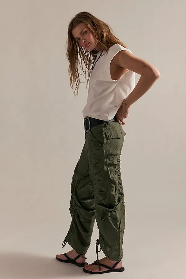 Free People We The Free Scorpio Shirred Cargo Pants - Lichen