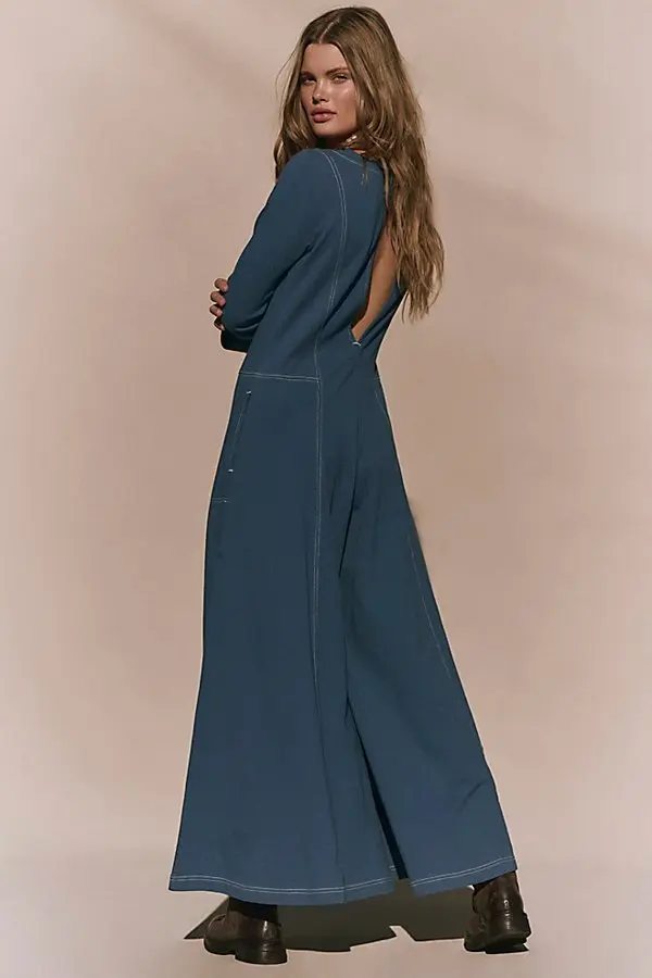 Free People Strada Jumpsuit - Deep Blue Sea