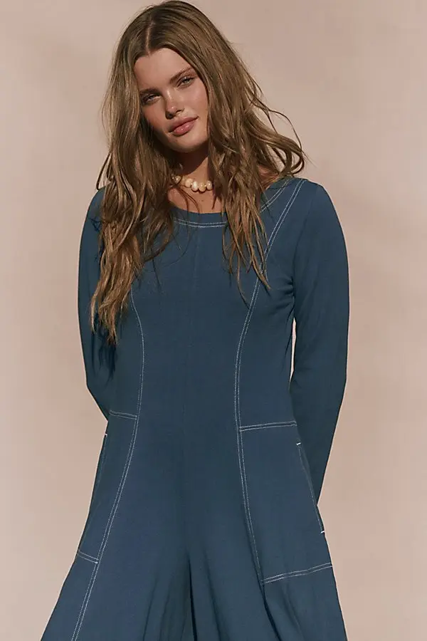 Free People Strada Jumpsuit - Deep Blue Sea