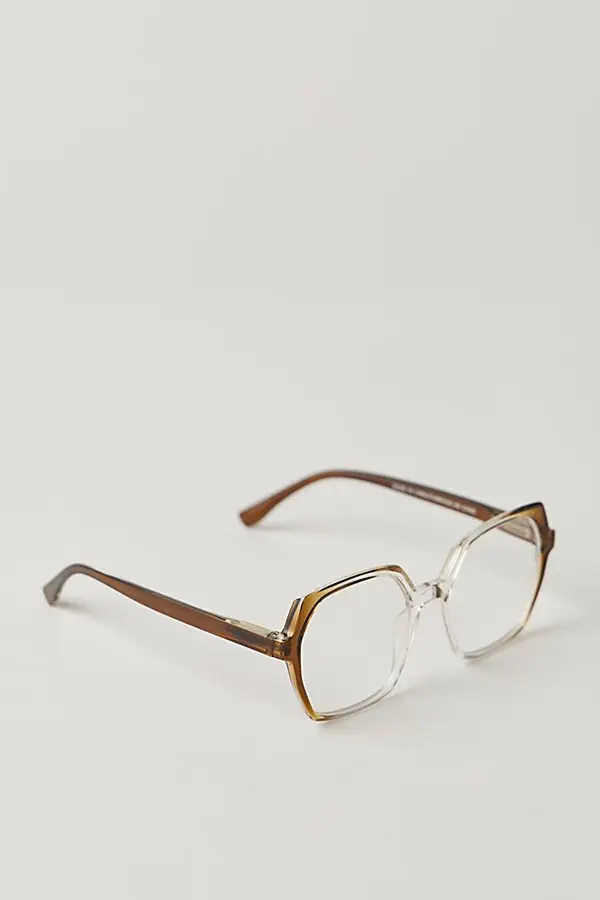 Free People No Reply Blue Light Reader Glasses - Crystal/olive