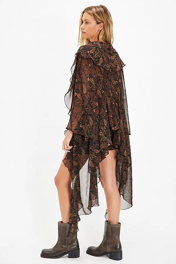 Free People High-low Printed Duster - Original Paisley