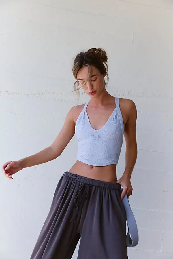 Free People Day Dream Cami Cropped Floral Jacquard Racerback
