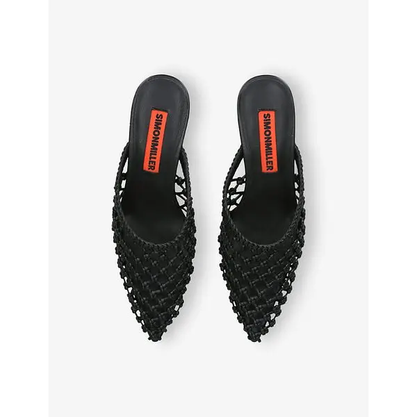 SIMONMILLER Knotted Gala Woven Heeled Mules - Black