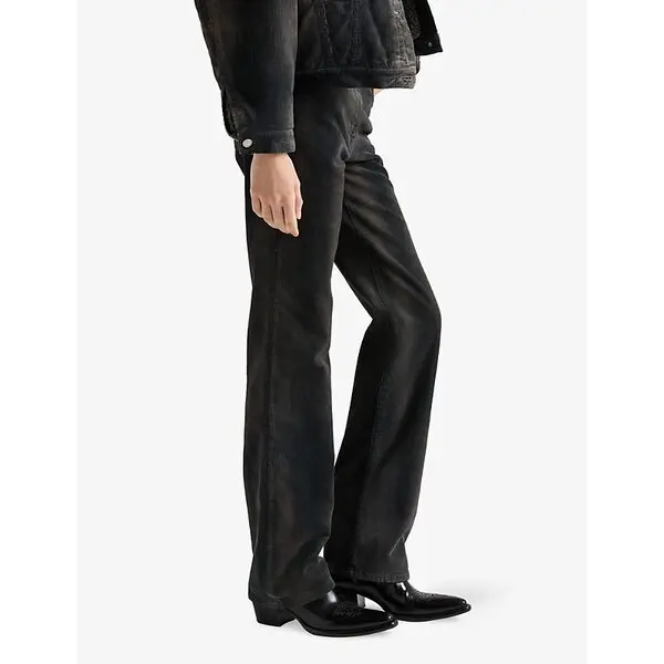 Prada Straight-leg Corduroy Trousers With Branded Patch