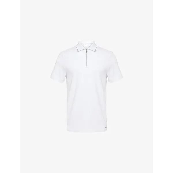 BELIER Zip Short-sleeves Stretch-woven Polo Shirt - White