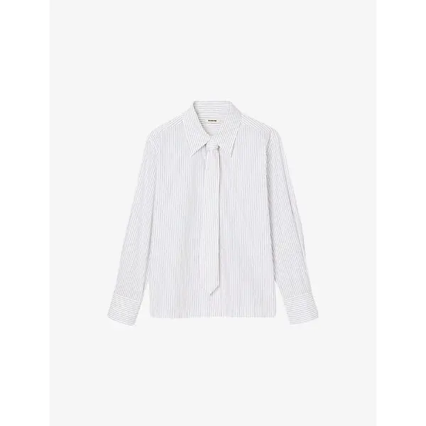 Sandro Striped Cotton Shirt With Tie