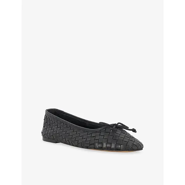 DUNE Heat Leather Ballet Flats - Black Leather