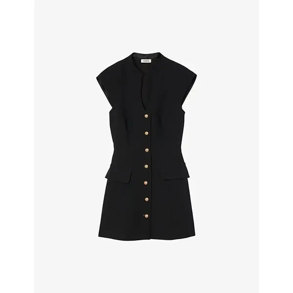 Sandro Buttoned Knitted Mini Dress