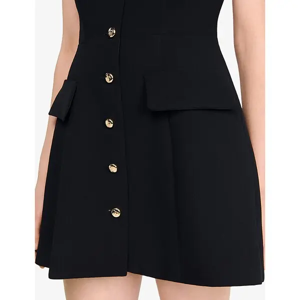 Sandro Buttoned Knitted Mini Dress