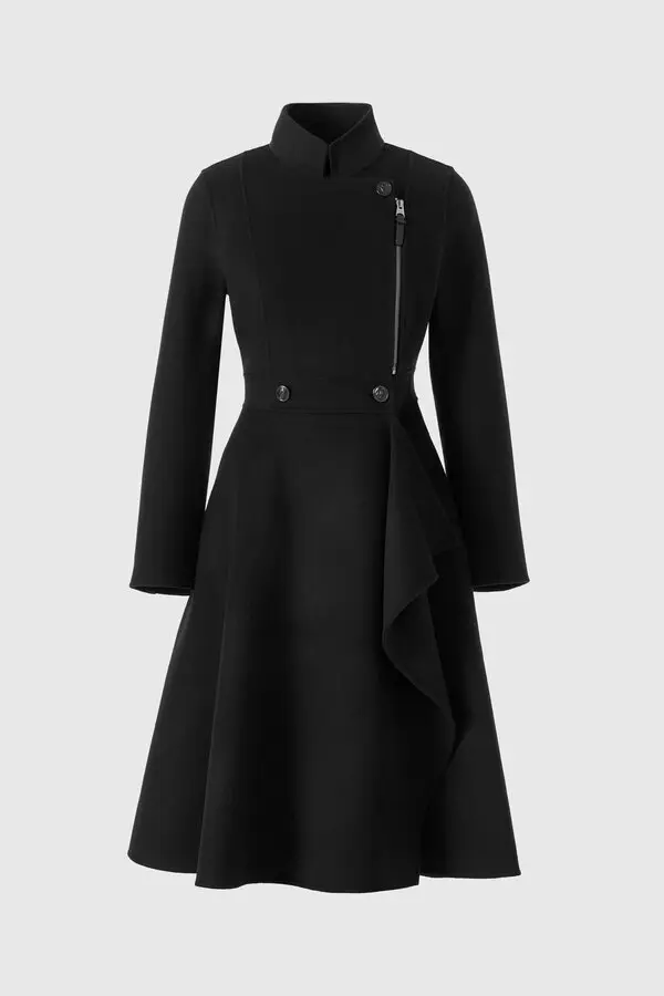 Mackage Annia Asymmetrical Wool Coat - Black