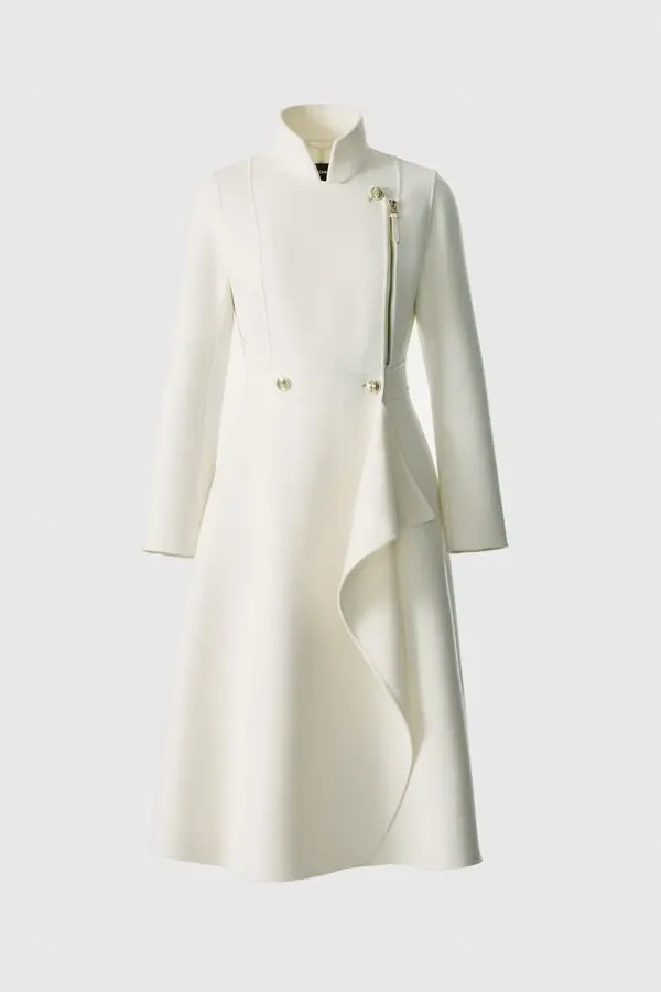 Mackage Annia Asymmetrical Wool Coat - Cream