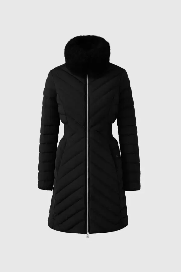 Mackage Lyris Quilted Down Coat With Shearling Collar - Black