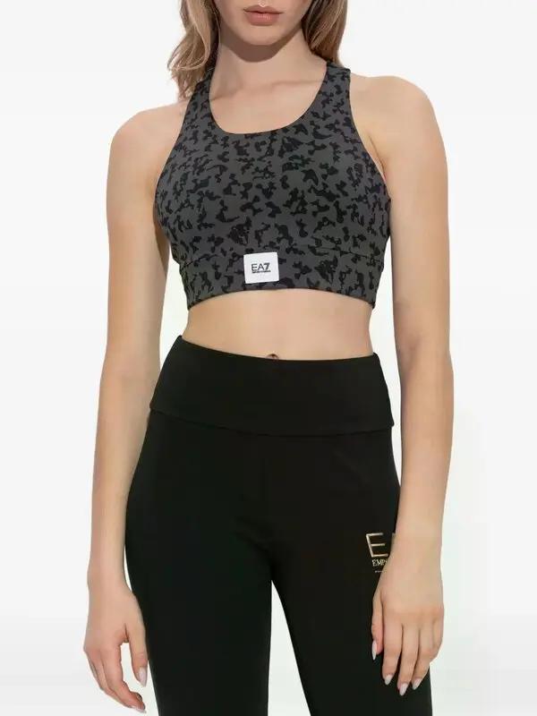 EA7 Leopard-print Cross-back Top
