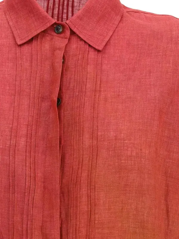 Kiton Pleated Front Linen Shirt