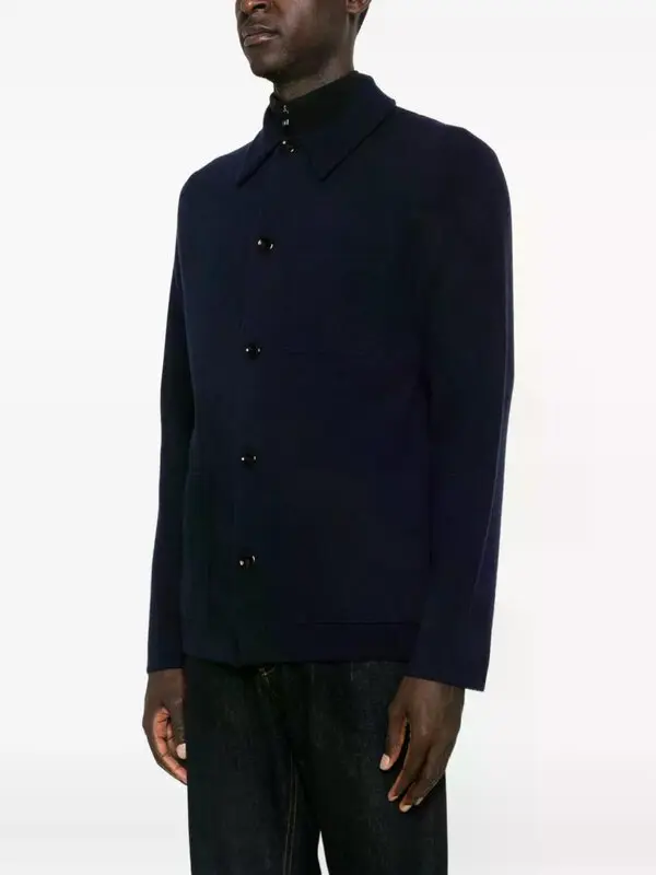 LARDINI Patch-pocket Button Cardigan - Blue
