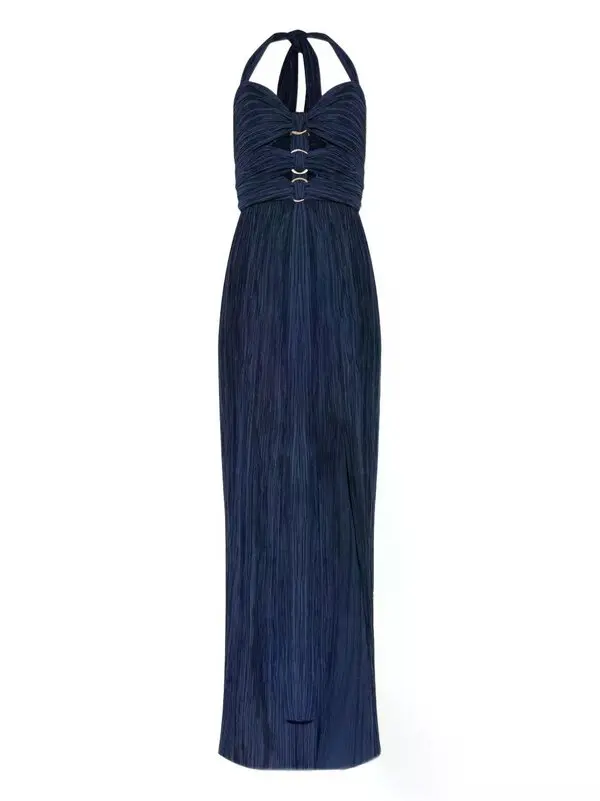 Cult Gaia Nailah Pleated Halterneck Maxi Dress - Blue