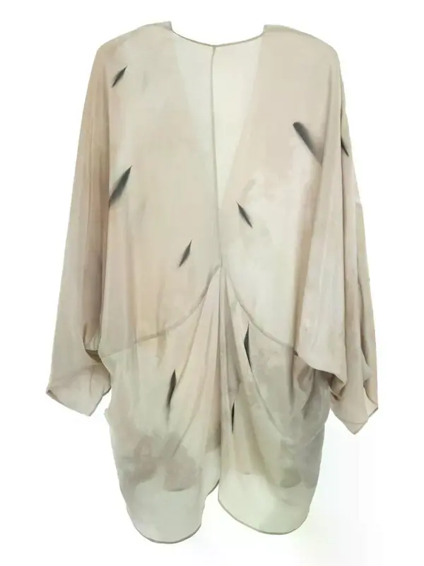 YANGKEHAN V-neck Silk Blouse With Abstract Print