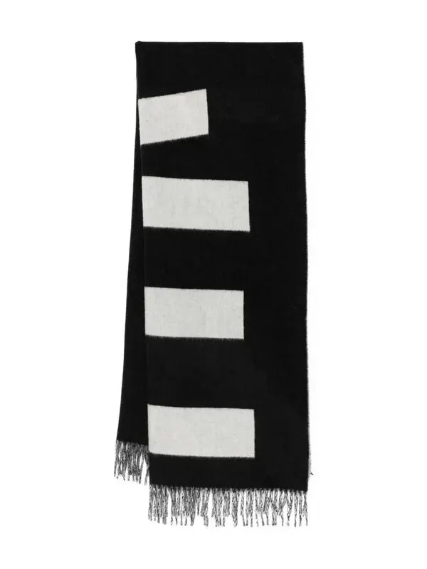 Études Studio Stripe-pattern Fringed Scarf - Black