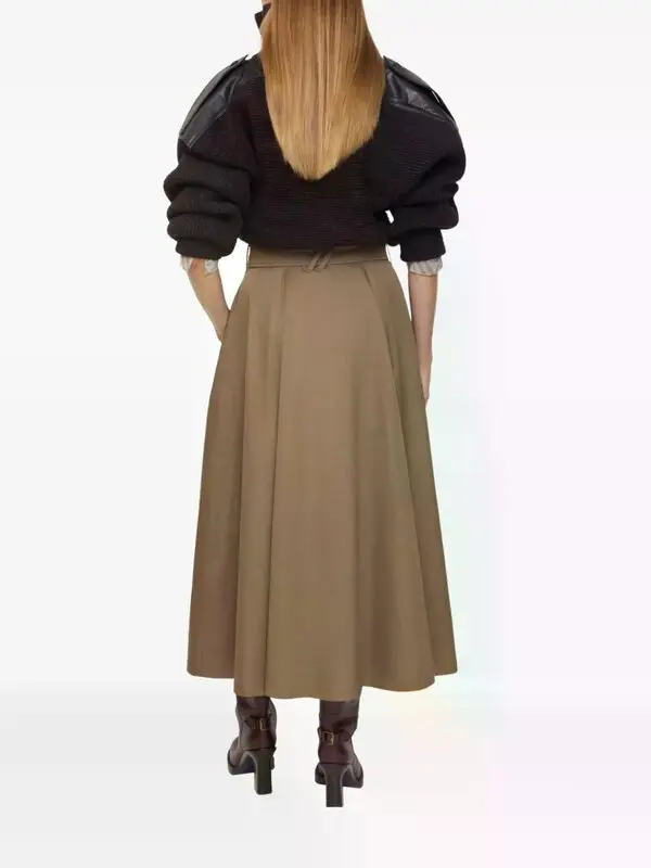 Burberry A-line Midi Skirt With Detachable B Buckle Belt - Brown