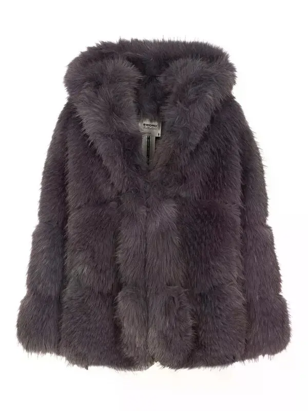 SWORD 6644 Hooded Faux-fur Coat