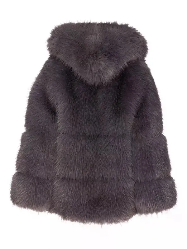 SWORD 6644 Hooded Faux-fur Coat