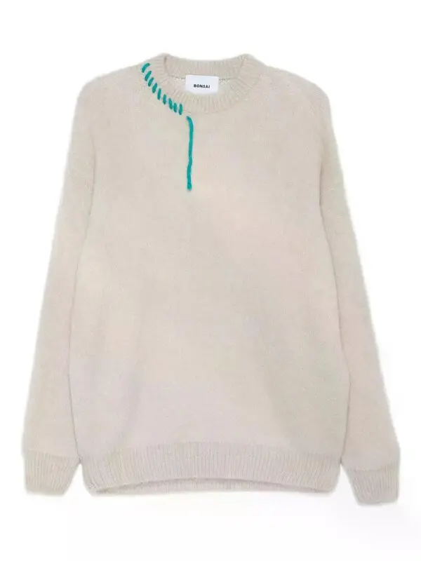 BONSAI Embroidered Yarn-detail Sweater - Neutrals