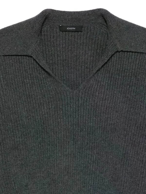 JOSEPH Polo-collar Ribbed Merino Wool-blend Sweater - Grey