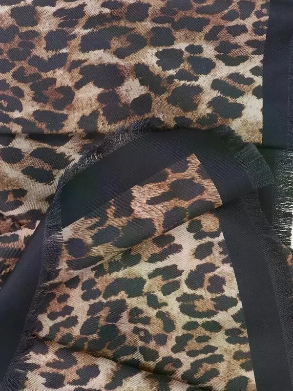 NILI LOTAN Leopard-print Fringed Scarf