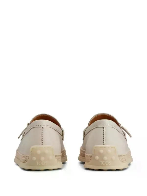 TOD'S Leather Loafers With Buckle Detail - Neutrals