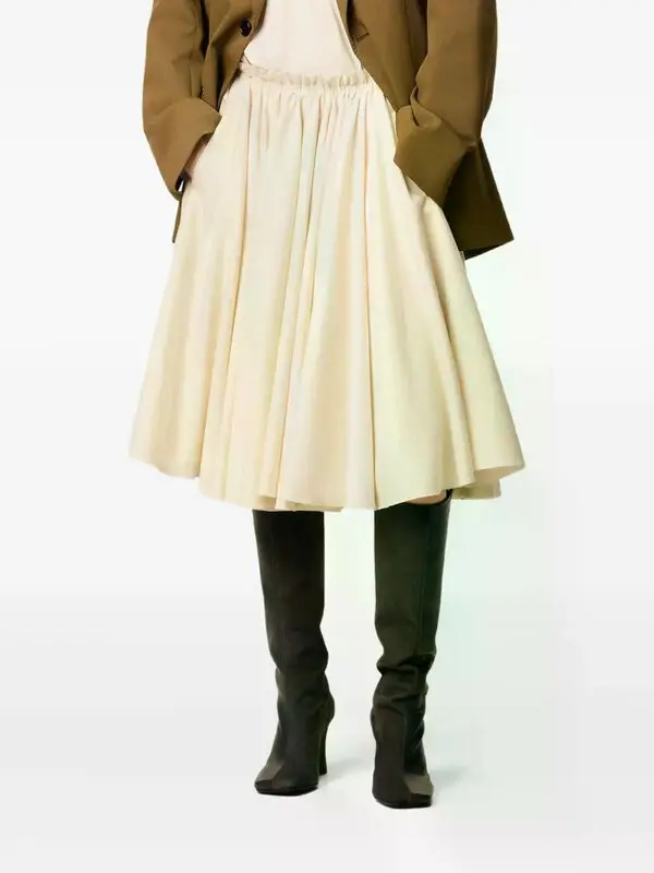AMI Paris Corolla Wool Midi Skirt - Neutrals