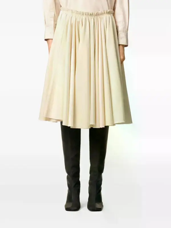 AMI Paris Corolla Wool Midi Skirt - Neutrals