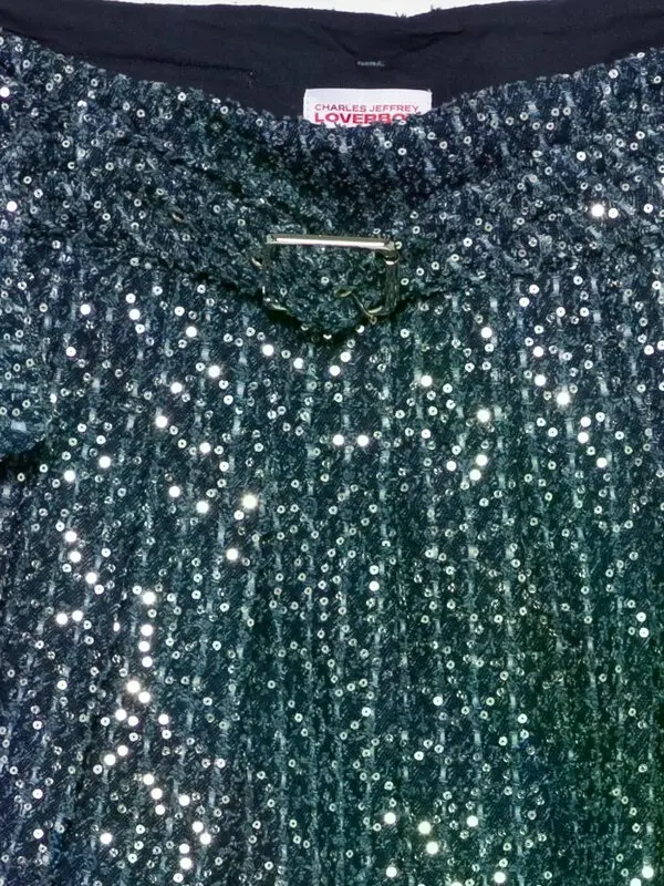 CHARLES JEFFREY Sequin-embellished Pleated Mini Skirt