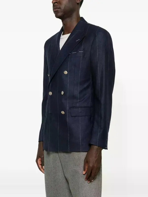 Eleventy Pinstripe Double-breasted Blazer - Blue