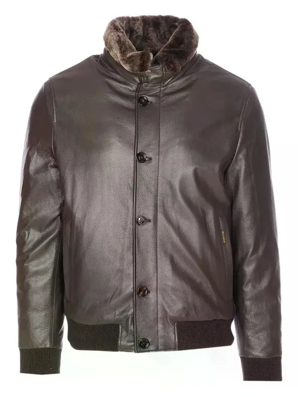 MOORER Leather High-neck Jacket