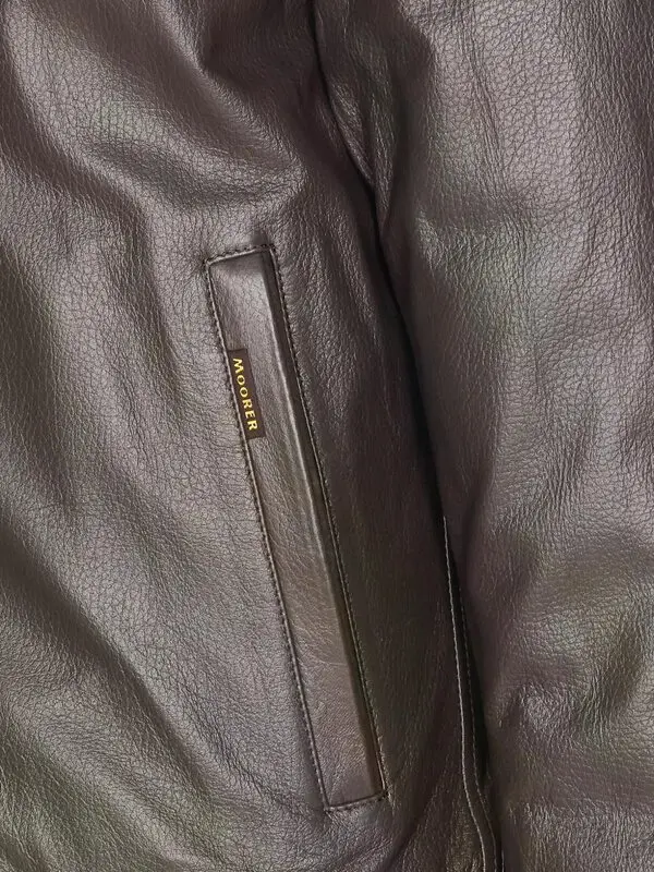 MOORER Leather High-neck Jacket