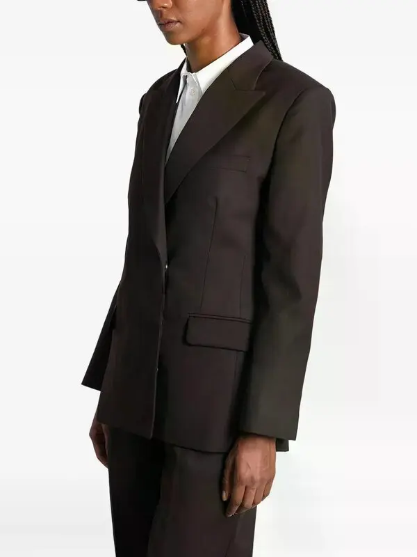 ANINE BING Double-breasted Wool Blazer - Brown