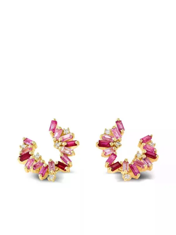 SUZANNE KALAN 18ct Yellow Multi-stone Swirl Earrings - Gold