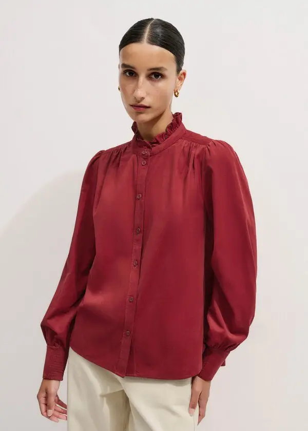 ME+EM Micro Cord Blouse - Intense Red