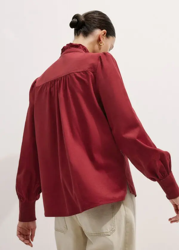 ME+EM Micro Cord Blouse - Intense Red