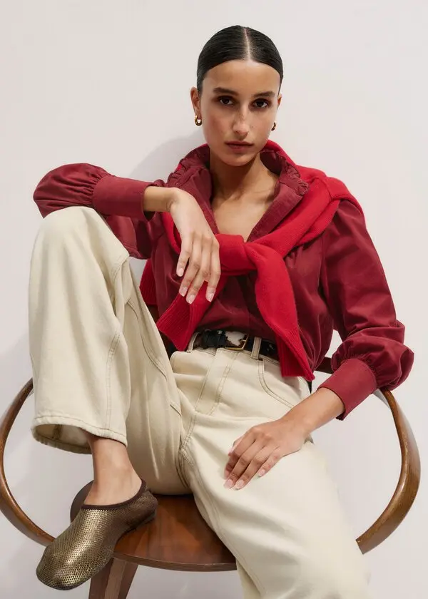 ME+EM Micro Cord Blouse - Intense Red