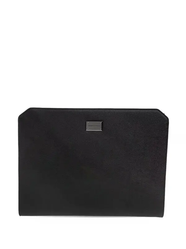 Emporio Armani Logo-plaque Leather Clutch - Black