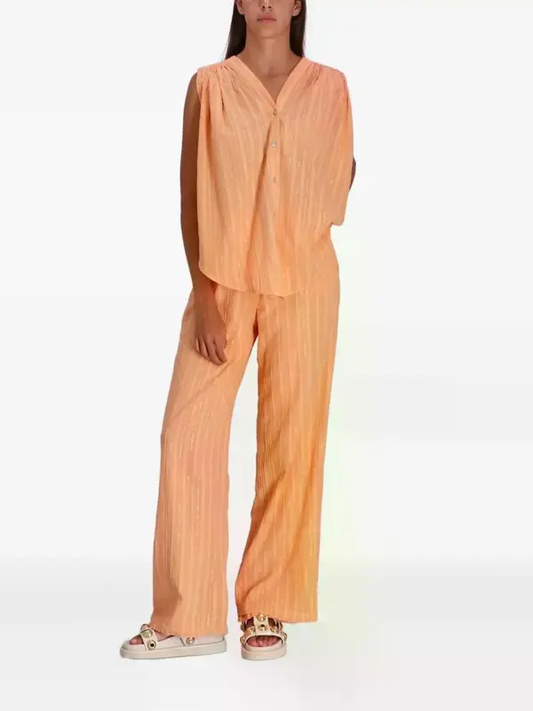 Devotion Iris Metallic-striped Sleeveless Blouse - Orange