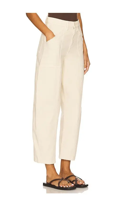Good American Canvas Cropped Barrel Pants - Beige