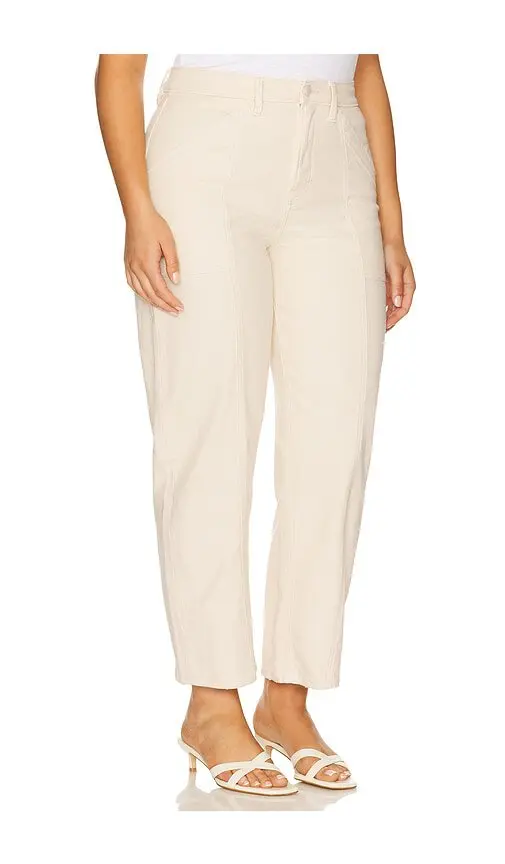 Good American Canvas Cropped Barrel Pants - Beige