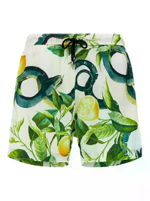 Roberto Cavalli Snake-print Swim Shorts - White