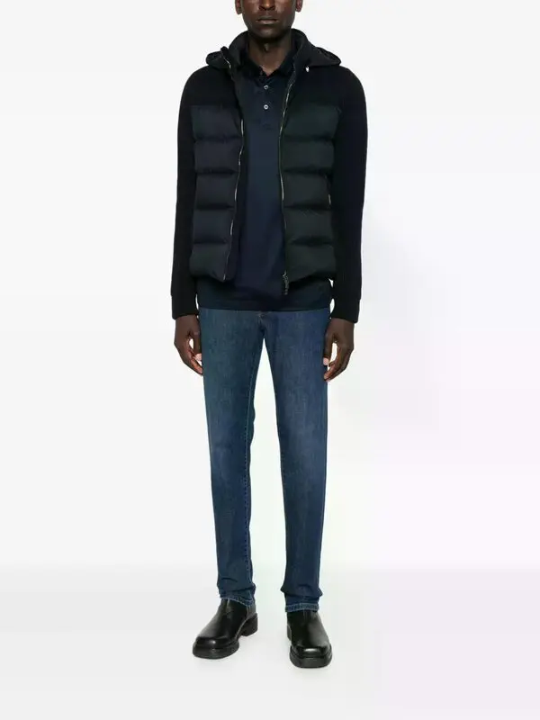 MOORER Zipped Padded Jacket - Blue