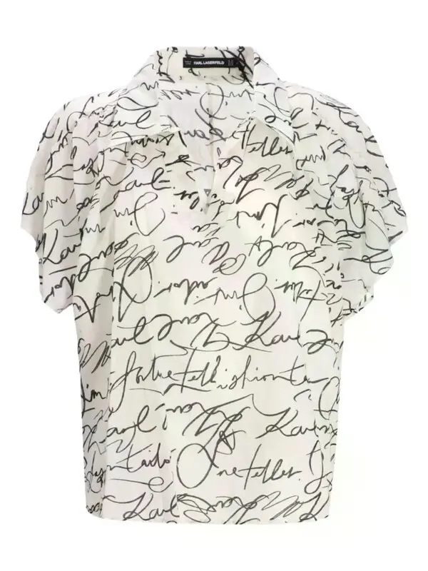 Karl Lagerfeld Script-print Polo-neck Top
